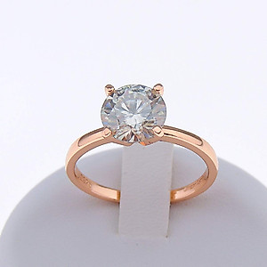 Amore 1CT 2CT 3CT DEW Solitaire Moissanite Engagement Ring by Ginger Lyne Choice of White Yellow or Rose Gold over Sterling Silver Wedding rings for women by Ginger Lyne