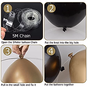 Beliueyes Black Gold Balloon Garland Arch Kit 121PCS, Confetti Balloons for Kids Birthday Anniversary Graduation New Year Party Decor Background Decoration