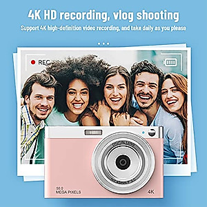 Digital Camera Photography, 1080p 50MP Vlogging Camera with 2.88 Inch LCD Screen, 16X Zoom Compact Portable Mini Rechargeable Camera, Point and Shoot Digital Cameras