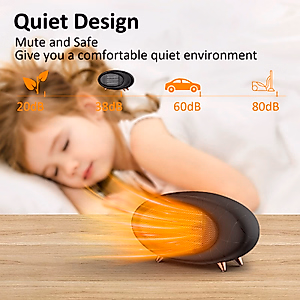 PRSOOY Desk Heater,600W Energy Efficient Small Desk heater for Indoor Use,PTC Fast Heating Ceramic Heater for Bedroom Home Office Indoor Use(Black)