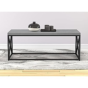 Safdie & Co. Living Room Coffee Coktail Tea Center Table-48 L/Gray Modern Low Table, Grey Cement