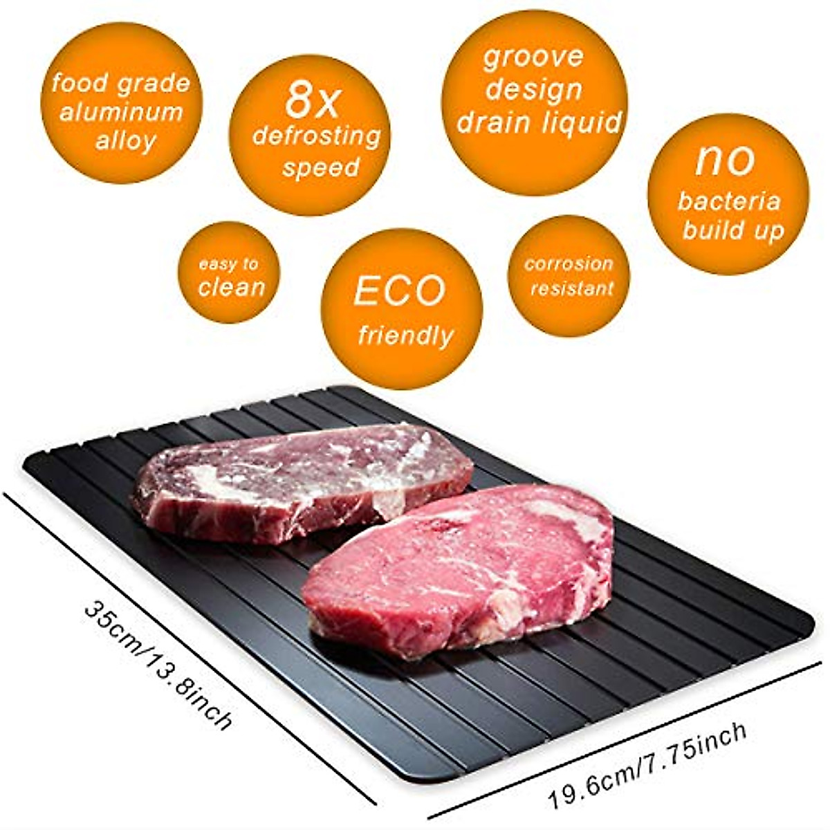 Coitak Defrosting Tray, Defroster for Defrost Frozen Food Quickly, Natural Way for Meat Defrosting, Large Size 13.8X7.8 inch