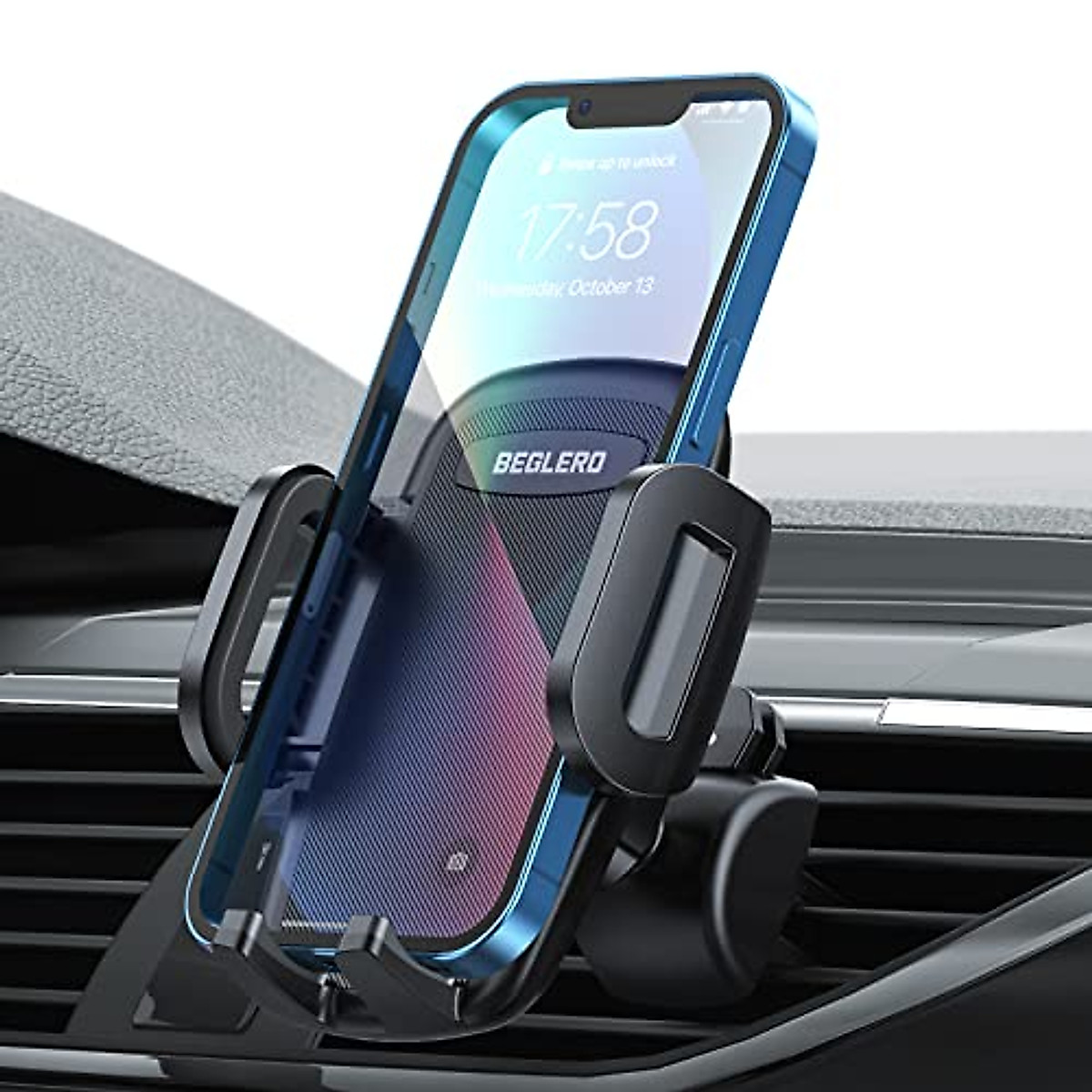 Beglero Car Vent Phone Mount, AC Vent Phone Holder with 3-Level Adjustable Clip, Air Vent Phone Holder Compatible with iPhone 13 12 SE 11 Pro Max XS XR, Galaxy Note 20 S20 S10 and More