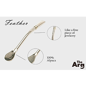 THEARG | Yerba Mate Alpaca Straw | Stainless Steel Metal Straws Reusable - from Argentina | Ideal for your Yerba Mate Gourd Set - Beach Essentials - Straw for Travel Cup Mate | Perfect Gifts