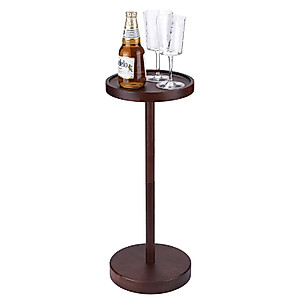 EVERBBKING Solid Acacia Wood Pedestal Side Table, Drink Table, Small End Table Pedestal End Table, Small Pedestal Table Small Round Table Martini Table
