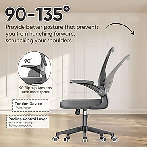 TJ HOMOFU Ergonomic Office Chair, Desk Chair，Home Office Swivel Task Chair with Adjustable Height, Lumbar Support and Backrest 90-120 Adjustable Computer Executive Desk Chair，Black