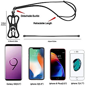Kinizuxi 2 Pcs Cell Phone Lanyard Crossbody with Adjustable Neck Strap and Phone Ring Grip,Universal Smartphone Lanyard for iPhone Lanyards for Around The Neck Compatible with Most Smartphones
