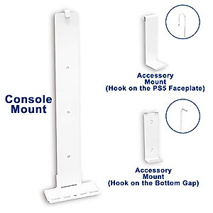 PS5 Wall Mount for Playstation 5 Disc Edition and Digital Edition (Mount The Console on Wall Near or Behind TV with Invisible Design), Including 2 Accessories Holders for Controller & Headset (White)