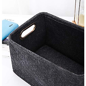 Collapsible Storage Bins Foldable Felt Fabric Storage Basket Organizer Boxes Containers with Handles Metal Handles for Nursery Toys,Kids Room,Clothes,Towels,Magazine