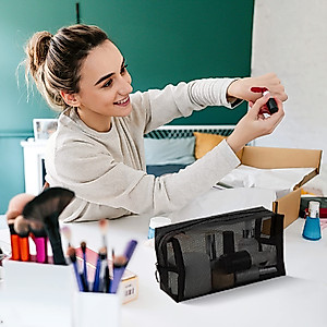 Unoutur Mesh pouch,Mesh Cosmetic Bag Portable Makeup Pouch Travel Toiletry Bag for Makeup Organizer Home Office Travel Accessories,6 Pieces Mesh Makeup Bag with Zipper