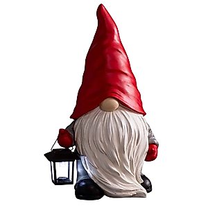 YUYVIO Welcome Home Gnome Sculpture with Solar Powered Lantern Christmas Ornaments Ornament, Garden Outdoor (W) YUYVIO-home-6-Z