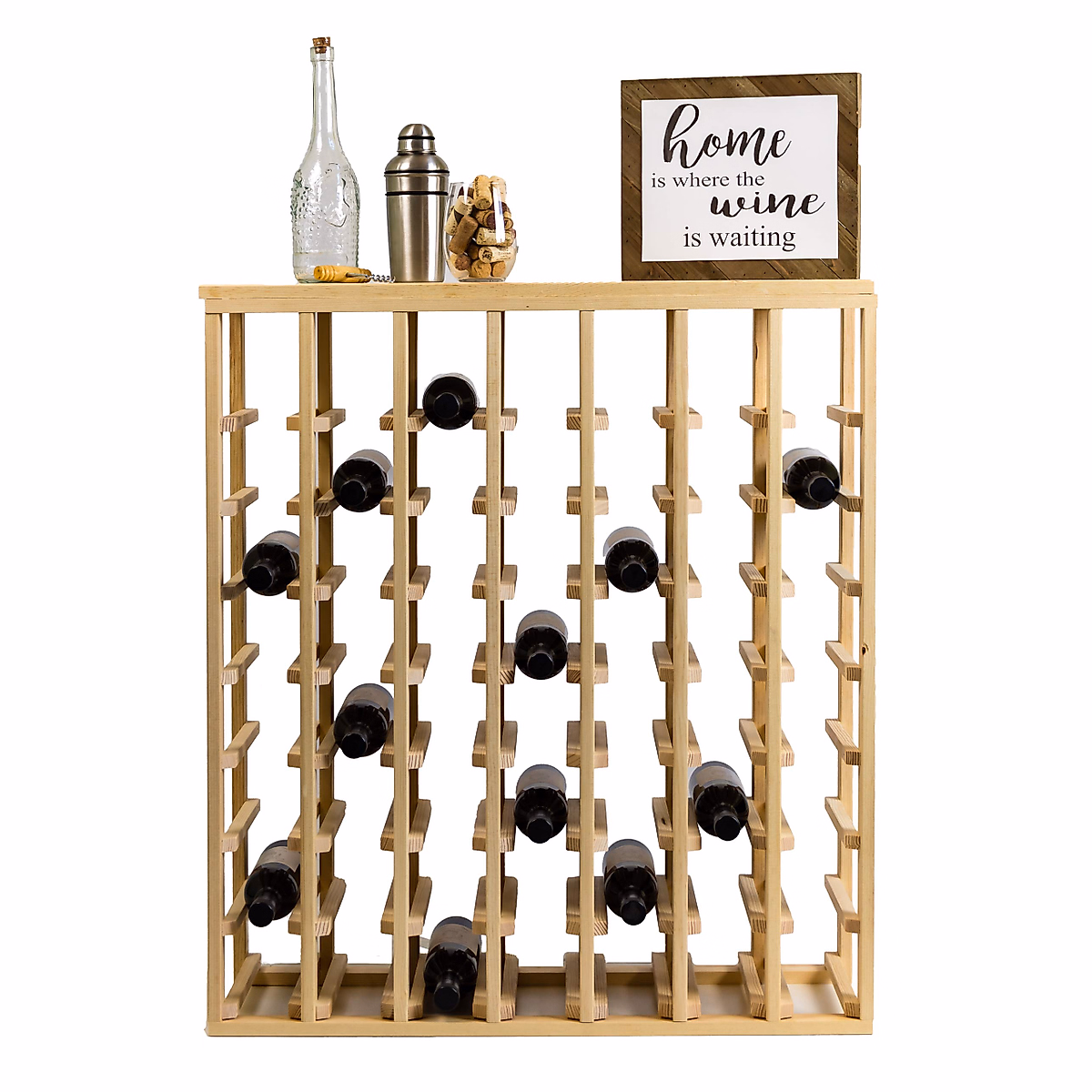 Creekside 56 Bottle Table Wine Rack (Pine) by Creekside - Exclusive 12 inch deep design conceals entire wine bottles. Hand-sanded to perfection!, Pine