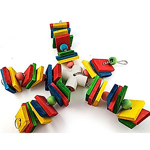 AIRUIFENG Medium Large Bird Chew Toy for Parrot Macaw African Greys Cockatoo Eclectus Parakeet Cockatiel Conure Lovebirds Cage Wood Blocks Toy