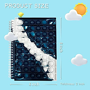 Fidget Notebook, Fidget Spiral Notebook, Push Pop Bubble Fidget Sensory Toy Stress Reliever Stationery, Composition Notebooks Portable for School Office Notebook Kids School Gifts Navy Blue Notebook