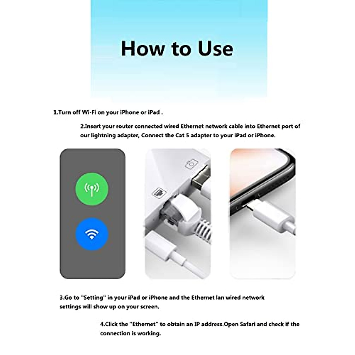 Apple MFI Certified Lightning to Ethernet Adapter for iPhone,2 in 1 LAN Ethernet Network to Lightning Adapter for iPhone 14/13/Pro Max/12/11/XS/XR/X/8/7/6/5 iPad 100Mbps Cat 8 7 6