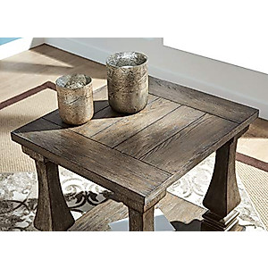 Signature Design by Ashley Johnelle Modern Country Rectangular End Table, Weathered Brown