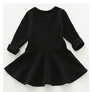 GSVIBK Baby Girls Cotton Dress Toddler Solid Dresses Girl Casual Ruffle Dresses 476 Black 110
