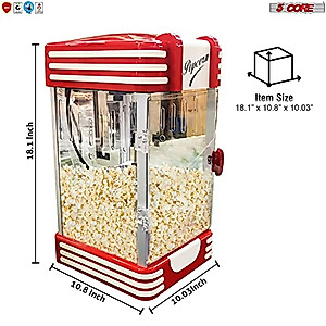 5 Core Popcorn Machine Popcorn Maker Machine used in Home Movie Theater Style Popcorn Popper 4 Oz Antique 300 Watts Big Grande Size POP 850