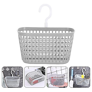Luxshiny 6pcs Plastic Hanging Baskets Wall Mounted Shower Baskets Hanging Basket Organizer with 360 Degree Rotating Hook Rectangle Storage Baskets for Kitchen Bathroom