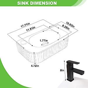 Hiomiestiy Bathroom Vessel Sink Rectangular Wall Mount Sink White Wall Mounted Bathroom Sink with Faucet and Drain White Porcelain Ceramic Washing Small Bathroom Vanity Sink