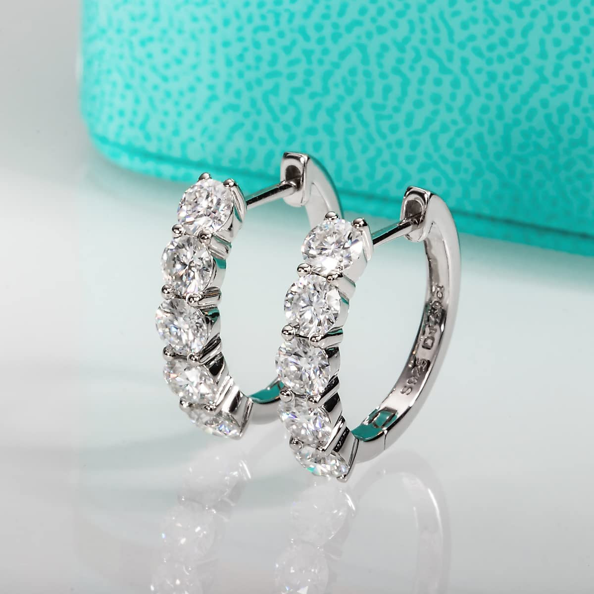 AnuClub Moissanite Hoop Earrings, 3cttw D Color Round Cut Earrings 18K Gold Plated Silver With GRA Certificate, Christmas Gift for Women (Size 2cm+White)