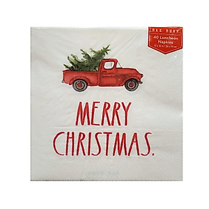 Rae Dunn MERRY CHRISTMAS 40 Luncheon Napkins - Truck theme - 13 x 13 in / 33 x 33 cm