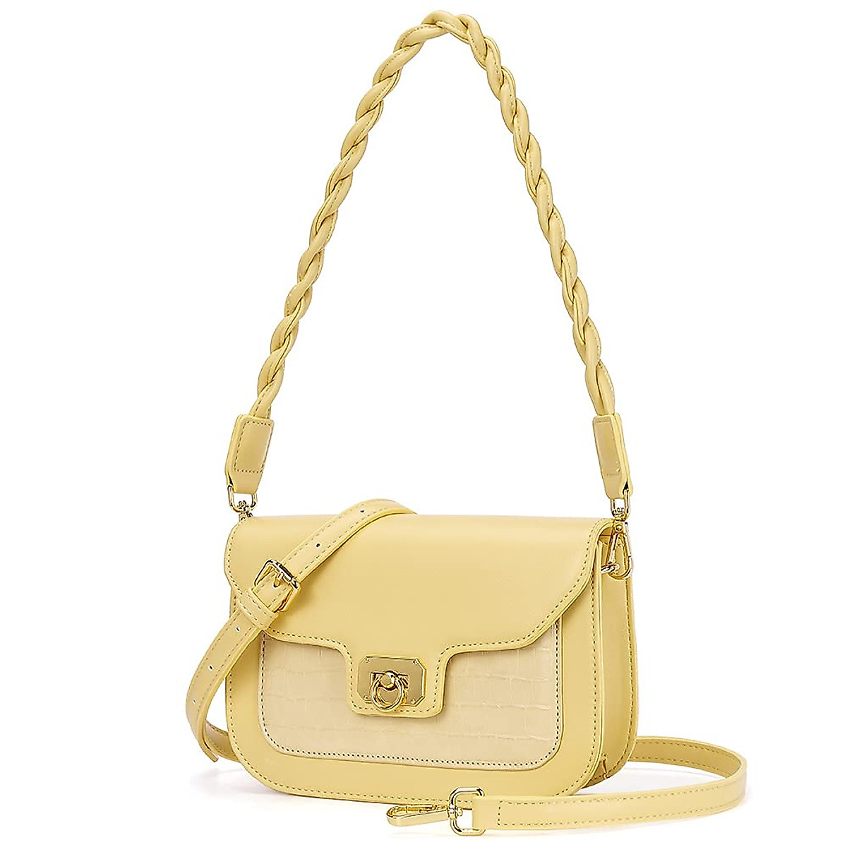 CLUCI Crossbody Bag For Women Designer Fashion Travel Purse Ladies Small Adjustable Leather Shoulder Handbag Yellow