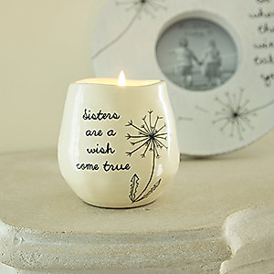 Pavilion Gift Company Plain Dandelion Sisters are a Wish Come True Yellow Ceramic Soy Serenity Scented Candle