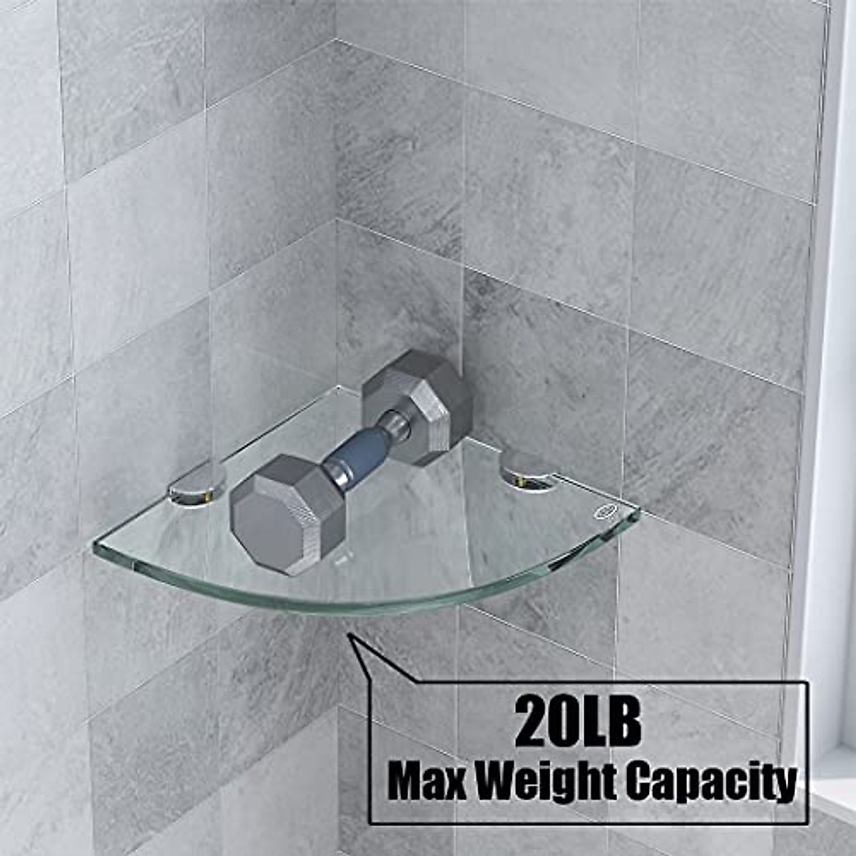 SHUAIAIW Bathroom Corner Organizer Shelves Shower Caddy Shelf Wall Mount Set of 2 Tempered Glass Shelf Shower Holder for Shampoo and Soap Organizer Adhesive Corner Shelf No Drilling