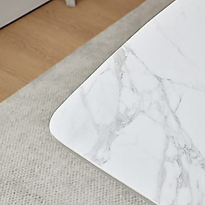 Marble Top Dining Table for 4-6, 63" Metal Frame Furniture Kitchen Table with Sintered Stone Tabletop and X-Base, Modern Mid-Century Dining Table(1 Pc Table(Black))