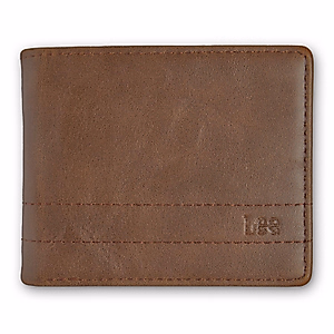 Lee Men’s Bifold Extra Capacity Wallet Casual Everyday Minimalist Cash and Card Holder with Flip ID Window Pass Case (Brown)