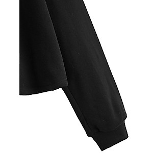 Verdusa Women's Button Front Polo Collar Drop Shoulder Pullover Top Sweatshirt Black S