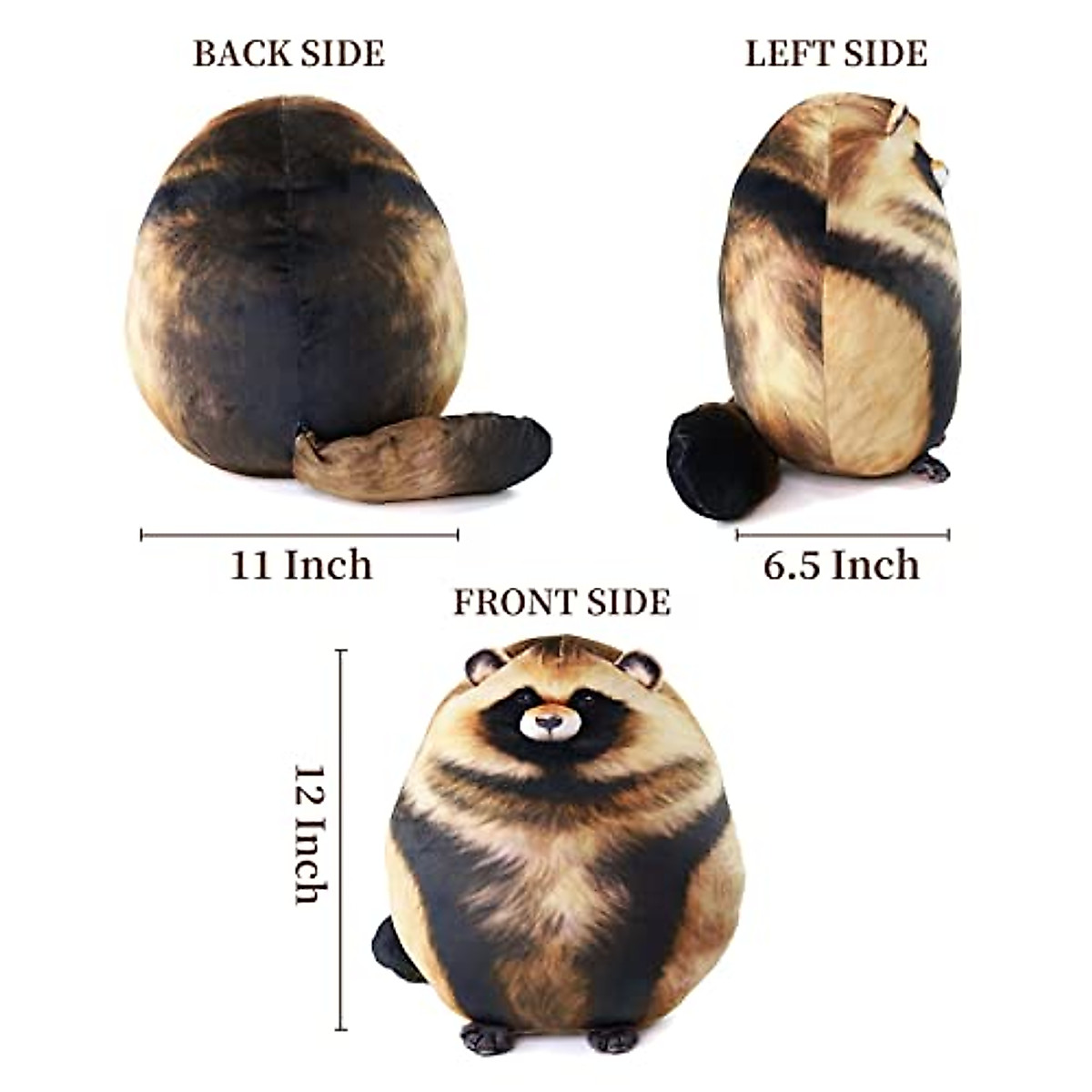 Cute Raccoon Plush Pillow - 12" Soft Stuffed Animal Toy for Kids & Gifts