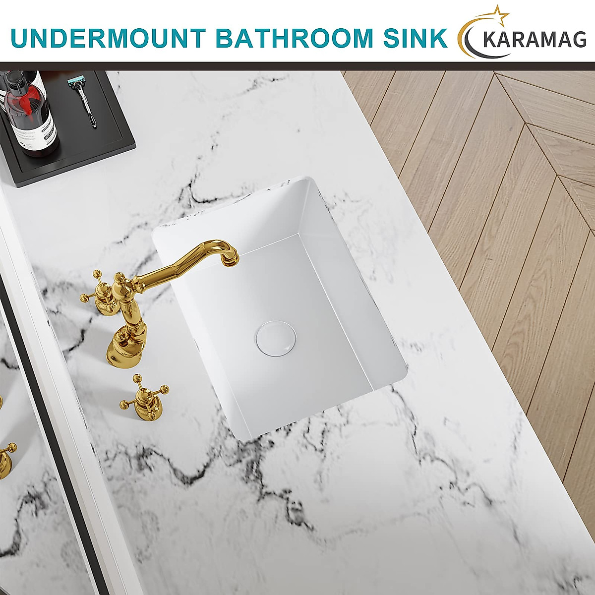 16 Inch Undermount Bathroom Sink Small Rectangle Undermount Sink White Ceramic Under Counter Bathroom Sink with Overflow (15.70"x11.69")