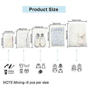 30PCS Travel Storage Bags for Clothes, Clear Reusable Bags Plastic Ziplock Bags, Waterproof Resealable Clothing Zipper Bags Luggage Organizer Pouch for Clothes, Towels, Shoes, Cosmetics (5 Size)