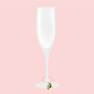 P420 4-color Little Crystal Bee Wine Charms Glass Marker for Party with Velvet Bag- Set of 4