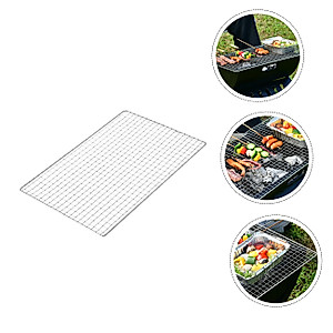 Yardwe 4 Pcs Stainless Steel Bbq Mesh Chef Cooling Rack Cookie Cooling Camping Bbq Mesh Bbq Net Pad Stainless Steel Roasting Rack Barbecue Wire Mesh Baking Rack Square Travel Grill