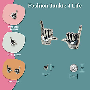 FashionJunkie4Life Sterling Silver Aloha Hang Loose Post Stud Earrings, ASL Letter Y