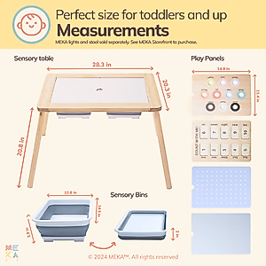 MEKA Sensory Table 6-in-1, Kids Light Table with 2 Sensory Bins 6 Play Panels, Toddler Table Kids Activity Table, Wooden Sensory Table for Toddlers Age 3-5,Multi-Use Light Table for Kids Sensory Table