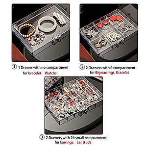 MIOINEY Acrylic Jewelry Box With 5 Drawers Earring Storage Box Clear Jewelry Box Organizer Storage Holder Compartment Tray Transparent Display Storage Case for Earrings Necklace Ring Bracelet