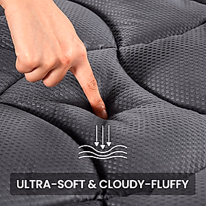 SLEEP ZONE King Size Cooling Mattress Pad, Premium Zoned Quilted Fitted Mattress Topper, Elastic Mattress Protector Cover, Machine Wash Durable, Deep Pocket 8-21 inch (Grey, King)