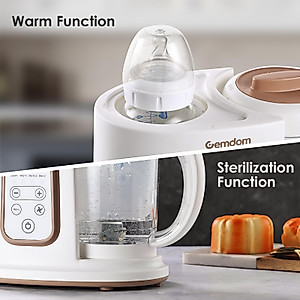 Gemdom Large 4.5 Cup Baby Food Maker, 4-1 Steamer and Blender Food Processor for Homemade Organic Puree Smoothie Mash, Sterilize and Warm Function, 6 Pack Reusable Food Pouches, Baby Essentials