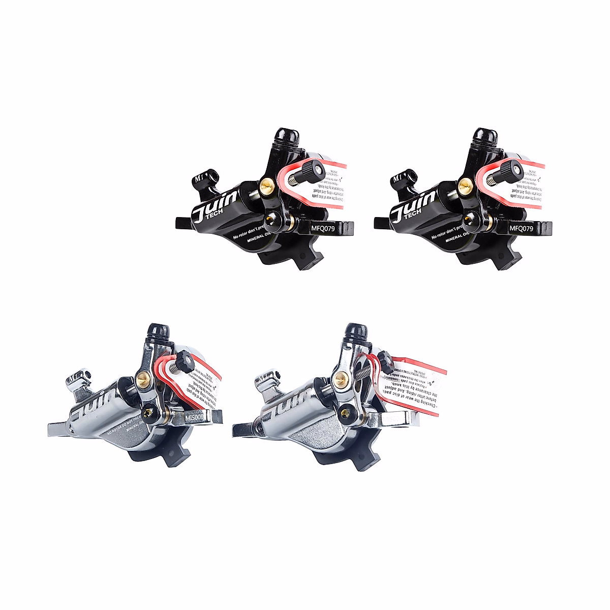 Juin Tech M1 Cable Actuated Hydraulic Bicycle Bike Disc Brake Caliper Set Extra Powerful Hybrid Brake for Road/Mountain/Cyclocross/Gravel/E-Bike/Folding Bike etc. use (Black)