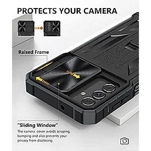 Case Designed for Samsung Galaxy A13-5G: Rugged Protective A13 4G Cell Phone Cover with Built in Kickstand & Slide - TPU Shockproof Bumper Textured Matte Case Military-Grade Drop Protection - Black