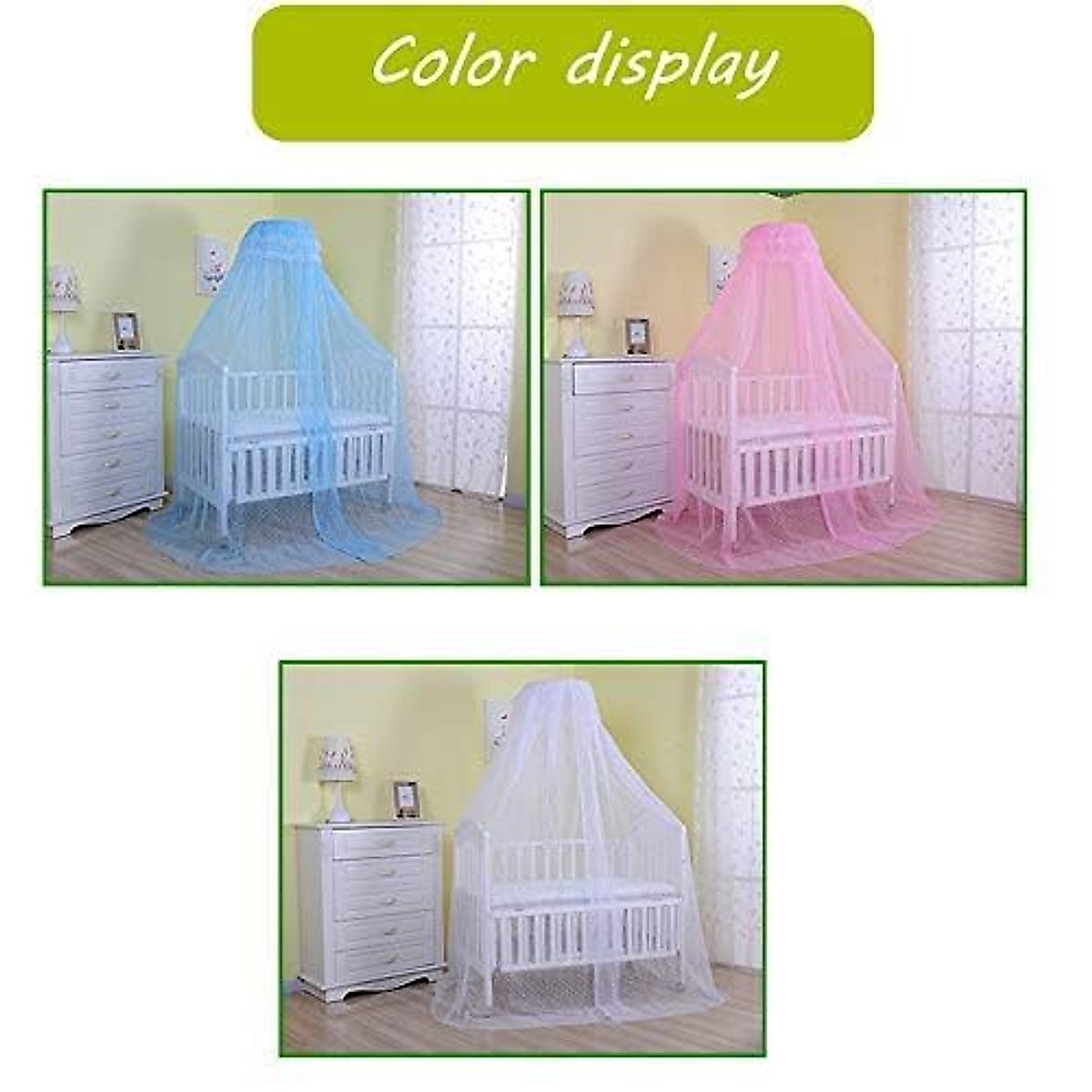 Cdycam Baby Infant Toddler Bed Dome Cots Mosquito Netting Hanging Bed Net Mosquito Bar Frame Palace-Style Crib Bedding Set (Blue Mosquito Netting Only, Without Stand)