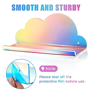 NiHome Iridescent Acrylic Floating Shelves, 2 Pack Cloud Shelves - Large Floating Shelf for Wall, Wall Mountable and Multi-Functional for Home Décor, Bathroom, Kitchen, Bedroom (Large, 2 Pack)