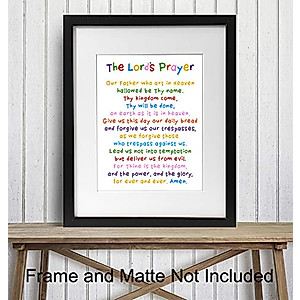 Lords Prayer Wall Art - Religious Bible Study Scripture Decor for Church, Sunday School Classroom, Baby, Girls Room, Toddler, Boys Bedroom, Nursery - Blessed Christian Gift for Daughter, Son, Kids