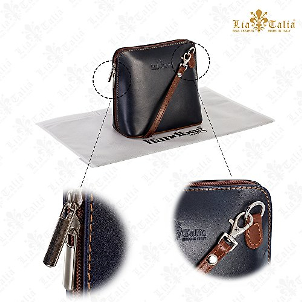 LiaTalia Genuine Vera Pelle Women Cross body Italian Leather Small Mini Shoulder Bag Handbag - ABBY [White]