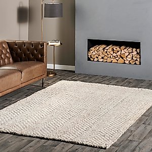 nuLOOM Lisandra Casual Chevron Jute Area Rug, 6x9, Off-white