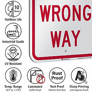 SmartSign 18 x 12 inch “Do Not Enter - Wrong Way” Metal Sign, 63 mil Aluminum, 3M Laminated Engineer Grade Reflective Material, Red and White, Made in USA